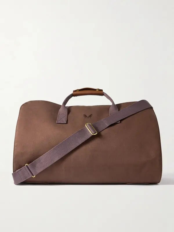 Bennett Winch Logo-embroidered Leather-trimmed Suit Carrier And Holdall - Brown