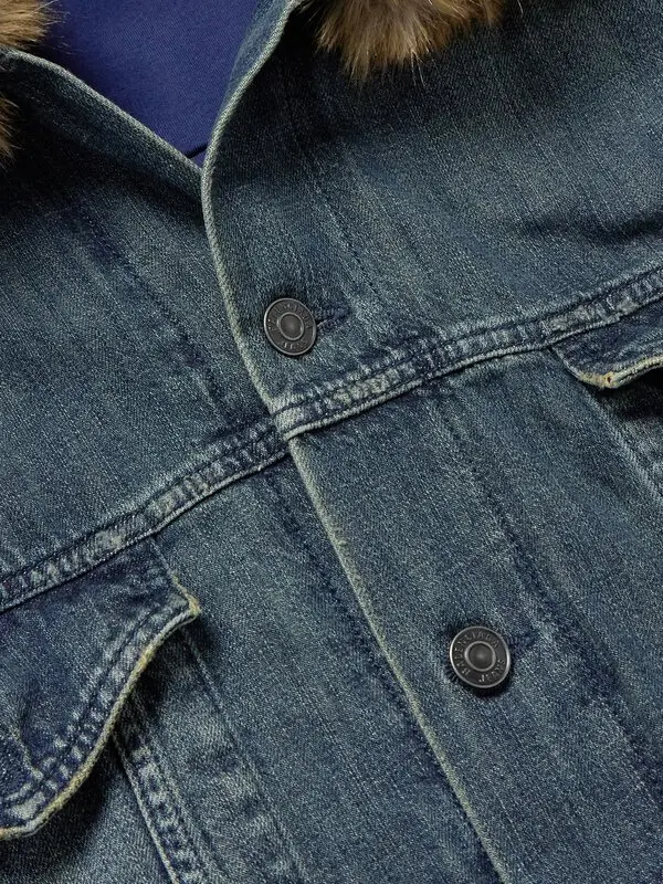 Balenciaga Plush-trimmed Hooded Denim Jacket