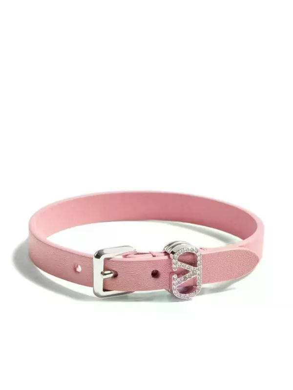 Valentino Garavani Ovalette Swarovski®-crystal Leather Bracelet - Pink