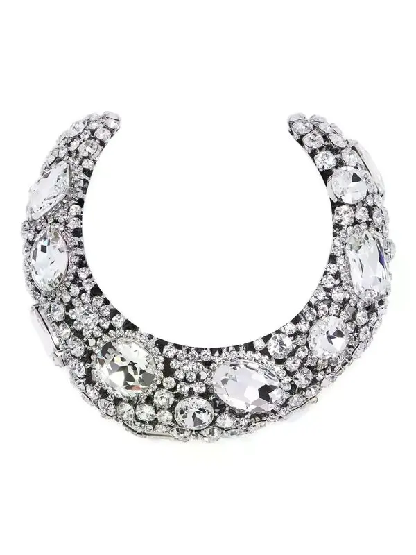 AREA Crystal Cluster Choker Necklace - Silver