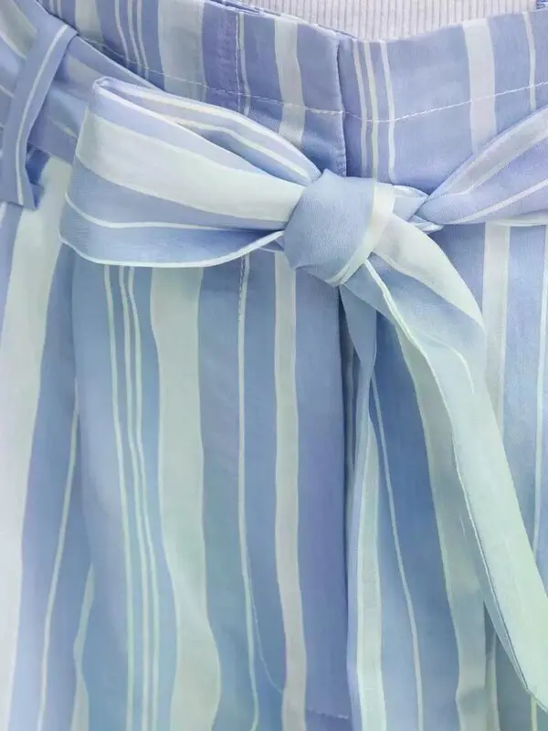 BRUUNS BAZAAR Striped Belted Shorts