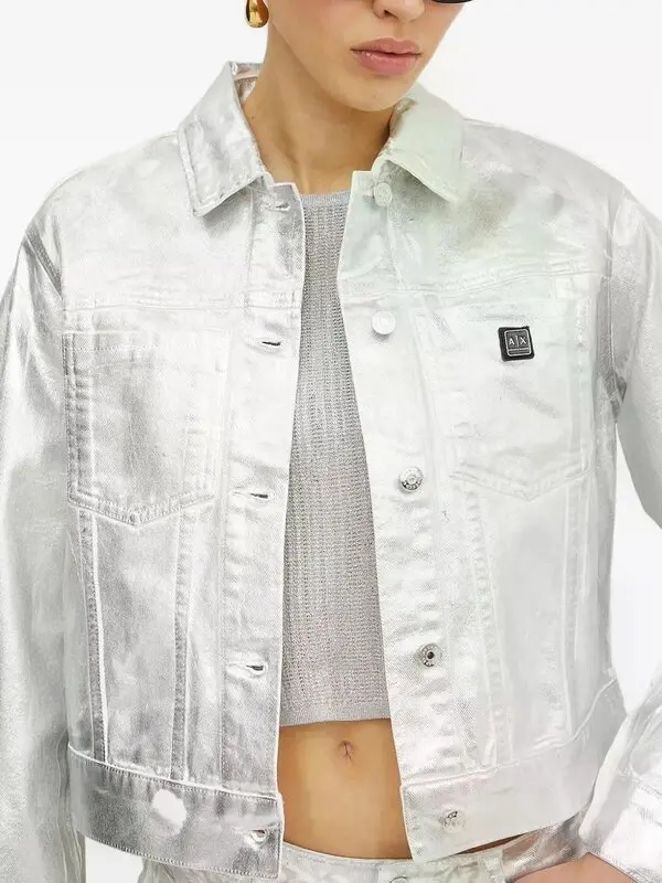 Armani Exchange Metallic-finish Denim Jacket