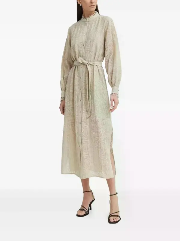 BRUUNS BAZAAR Leaf-print Lace-trimmed Midi Dress