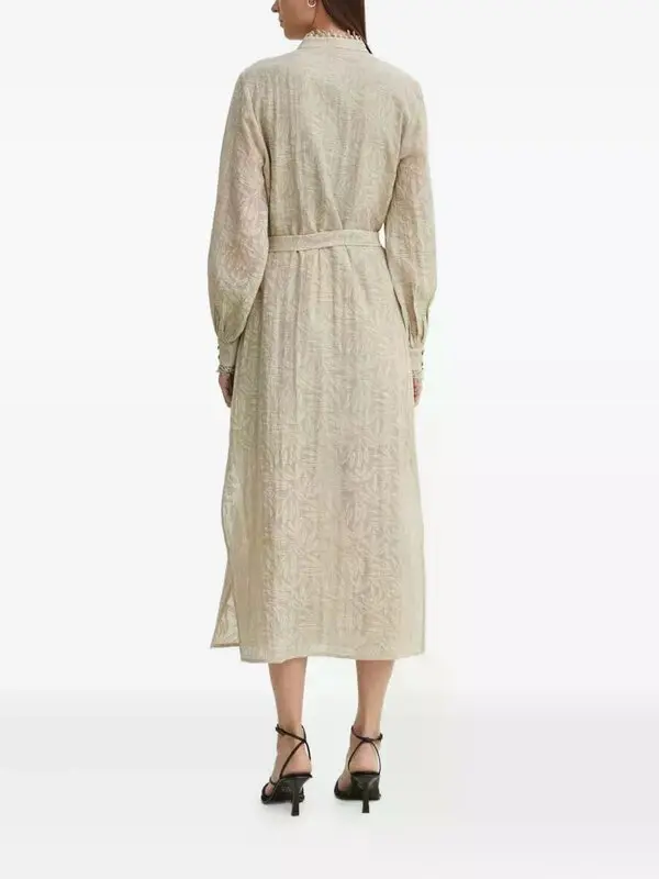 BRUUNS BAZAAR Leaf-print Lace-trimmed Midi Dress