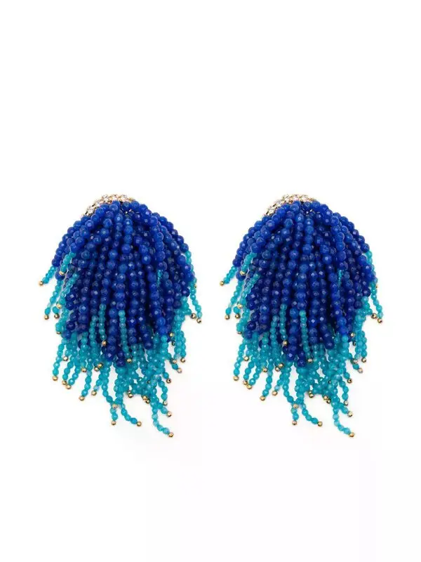 Rosantica Beaded Tassel Clip-on Earring - Blue