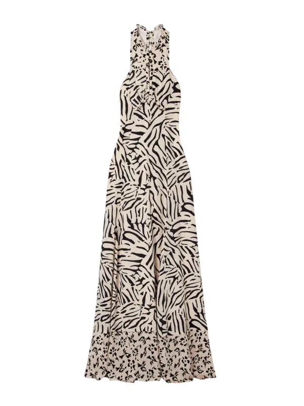 Maison Mayle Valentine Ruffled Printed Silk-crepe Halterneck Maxi Dress - Multi