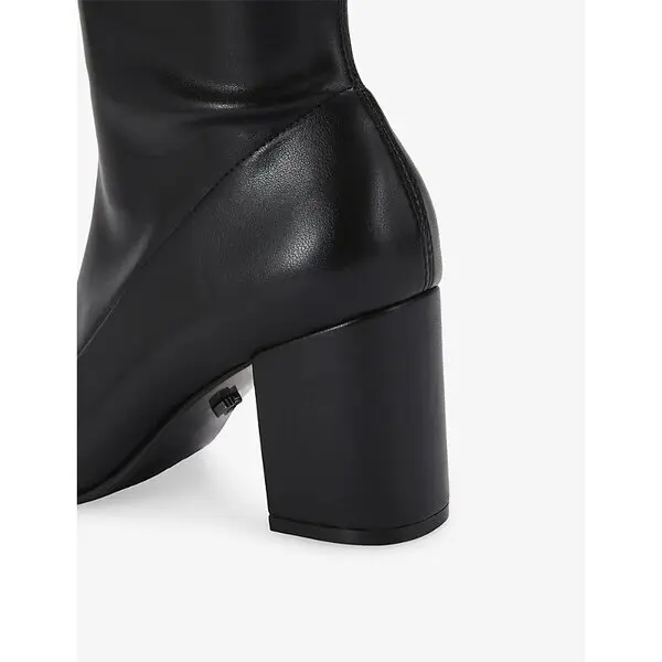 Carvela Faux-Leather Knee-High Heeled Boots Black Editorialist