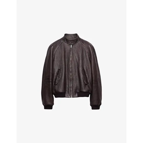Prada Triangle-patch Leather Bomber Jacket
