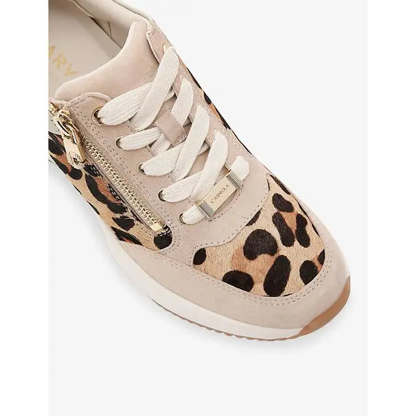 Carvela Skyline Leopard-print Leather Low-top Wedge Trainers