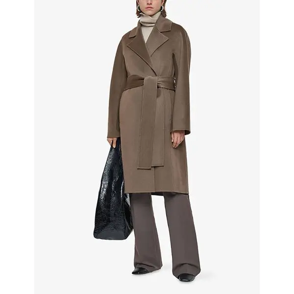 JOSEPH Costa Double-faced Wool And Cashmere-blend Coat - Mushroom