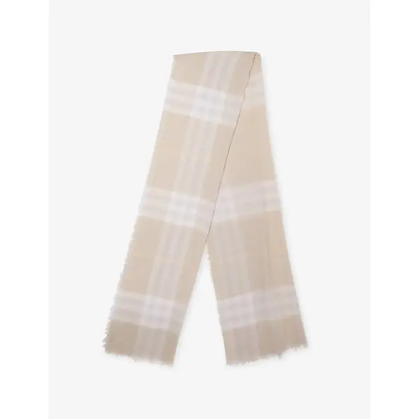 Burberry Wide-check Reversible Wool Scarf - Smoke