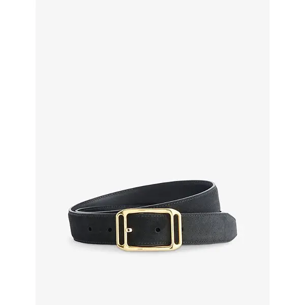 TOM FORD Branded-buckle Suede Belt - Black