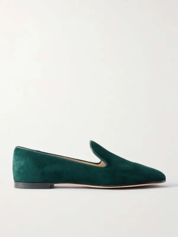 GIANVITO ROSSI Leather-trimmed Suede Loafers - Emerald