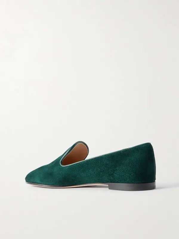 GIANVITO ROSSI Leather-trimmed Suede Loafers - Emerald