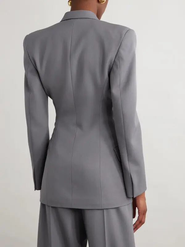 Alaïa Double-breasted Wool-gabardine Blazer - Gray