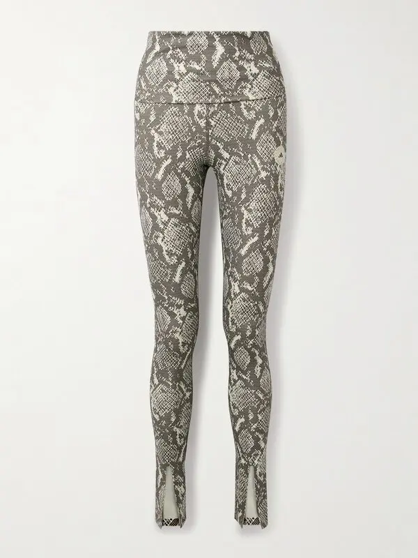 Adidas By Stella McCartney Snake-print Recycled-stretch Leggings - Gray