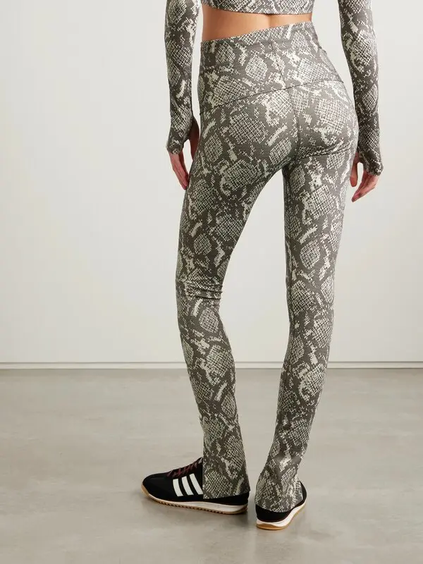 Adidas By Stella McCartney Snake-print Recycled-stretch Leggings - Gray