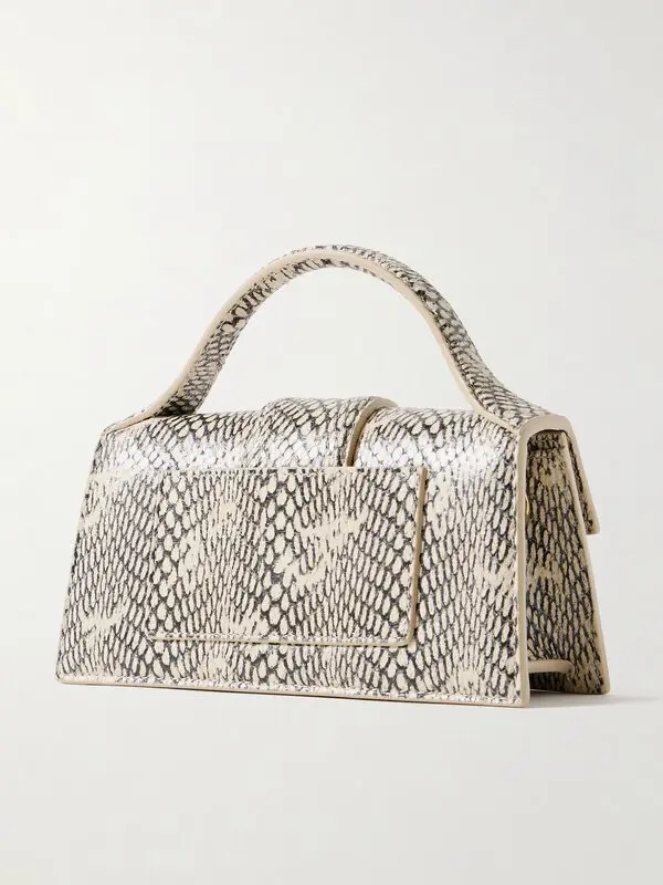 Jacquemus The Bambino Snake-effect Leather Shoulder Bag - Neutrals