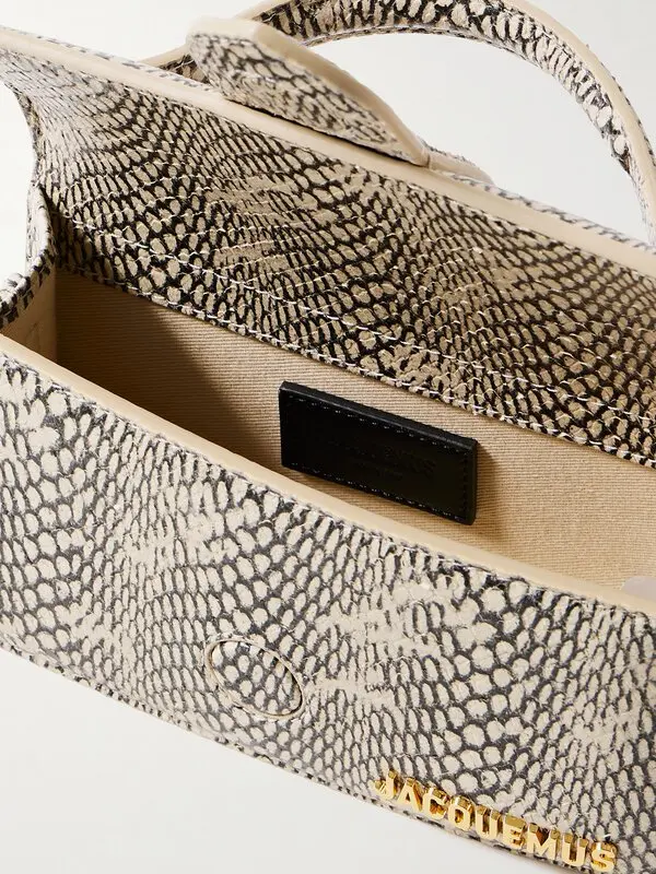 Jacquemus The Bambino Snake-effect Leather Shoulder Bag - Neutrals