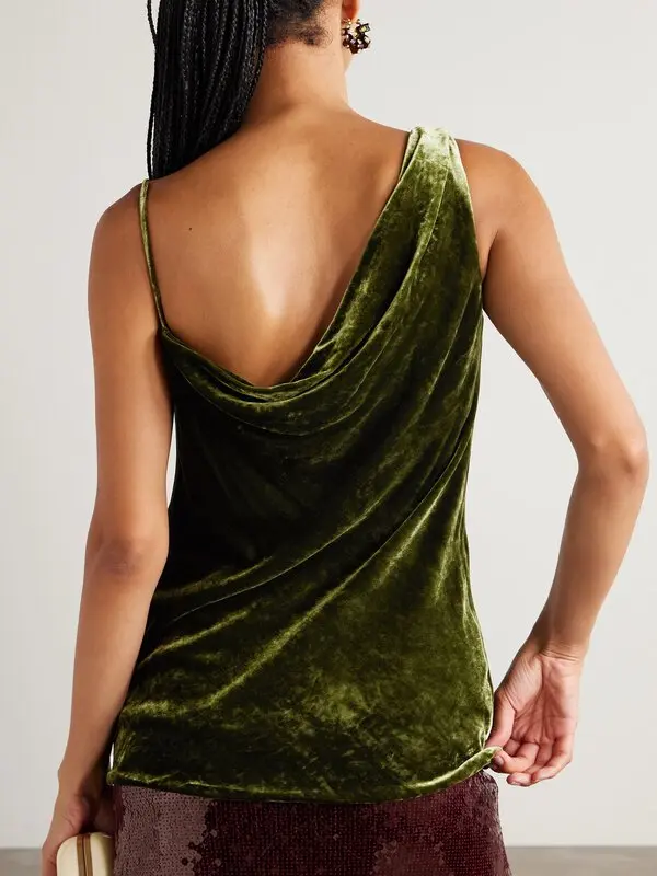 Dries Van Noten Asymmetric Draped Velvet Top