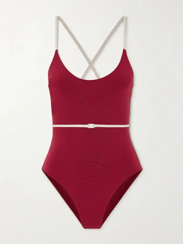 ERES Reinette Sharon Belted Two-tone Swimsuit - Red