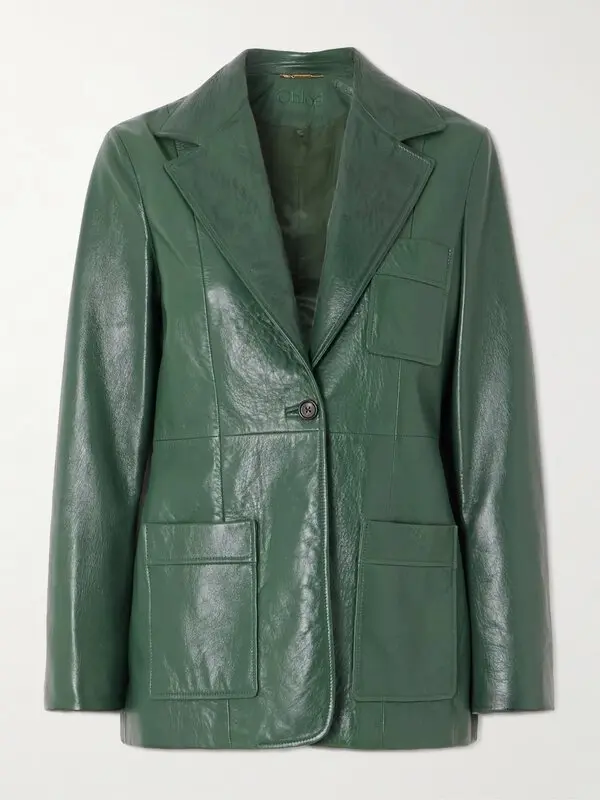 Chloé Paneled Leather Jacket - Green