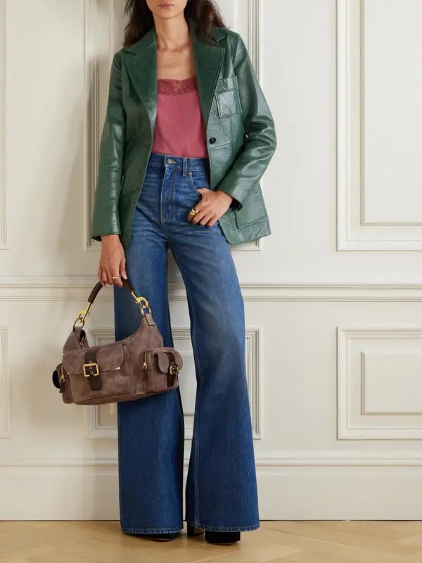 Chloé Paneled Leather Jacket - Green