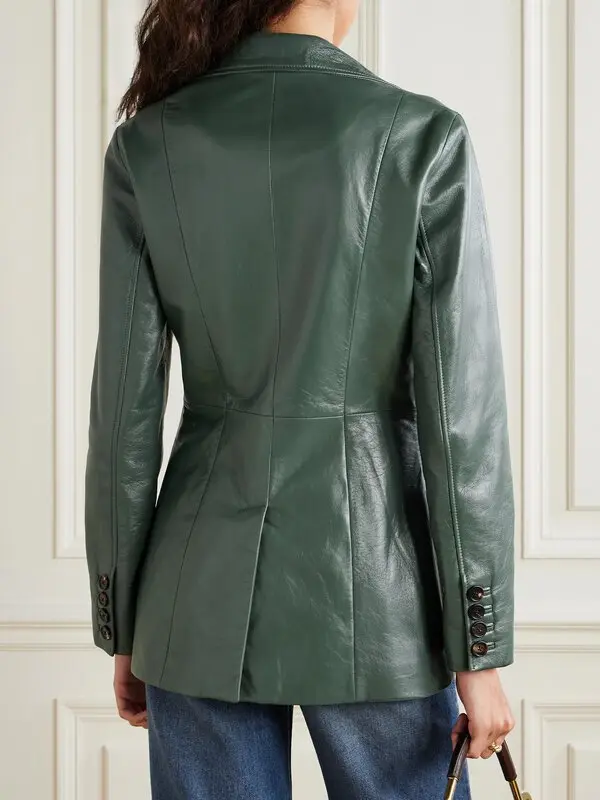 Chloé Paneled Leather Jacket - Green