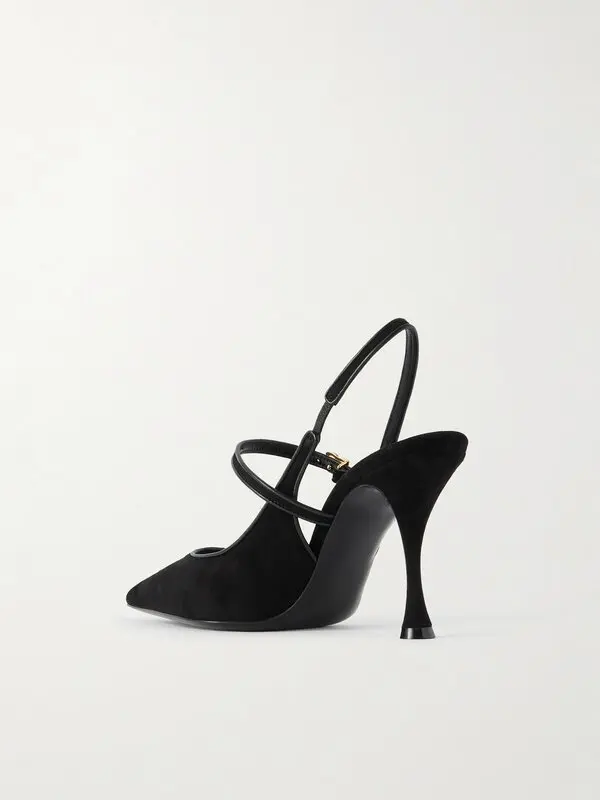 Dolce & Gabbana Italian Tailoring Leather-trimmed Suede Slingback Pumps