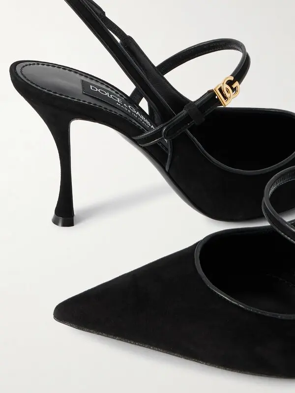 Dolce & Gabbana Italian Tailoring Leather-trimmed Suede Slingback Pumps