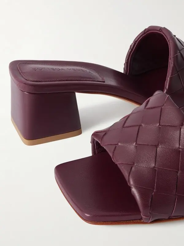 Bottega Veneta Riva Intrecciato Leather Mules - Red
