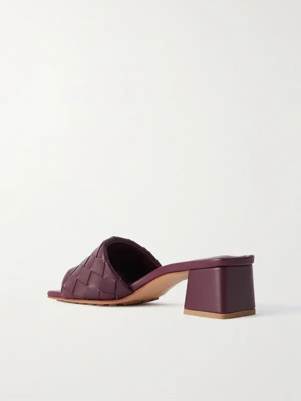 Bottega Veneta Riva Intrecciato Leather Mules - Red