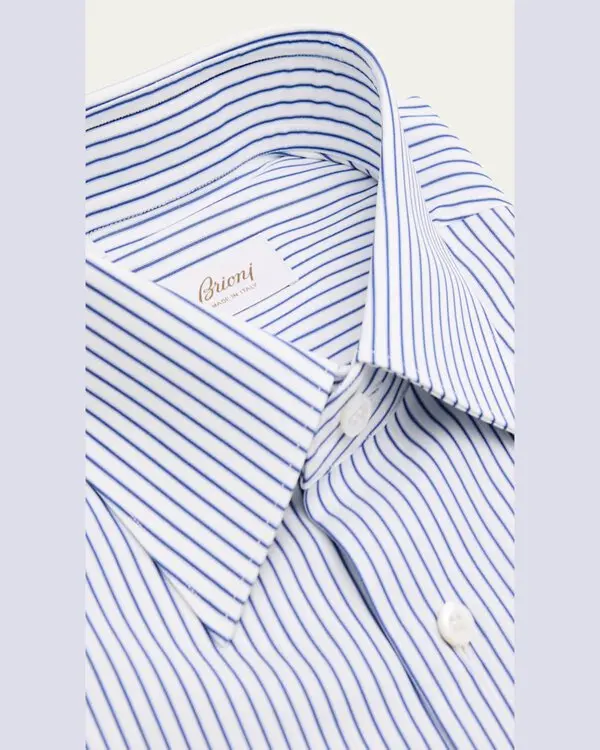 Brioni Poplin Pinstripe Point-collar Dress Shirt