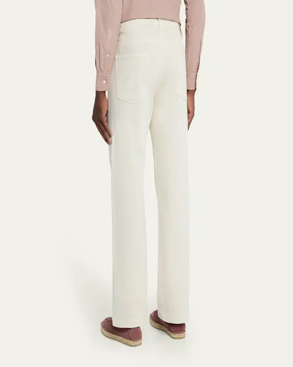 Massimo Alba Straight Fit Five-pocket Trousers - Milk