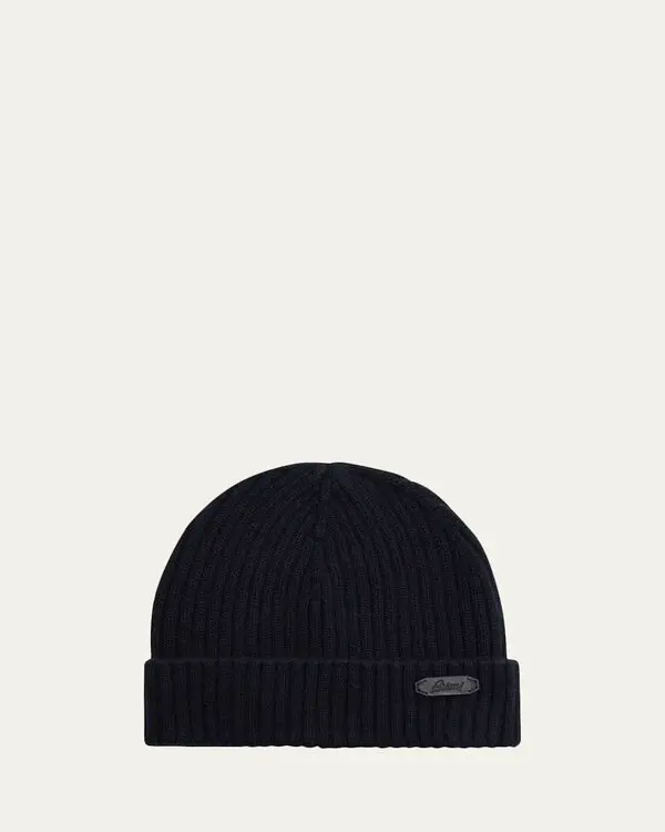 Brioni Ribbed Cashmere Beanie - Blue