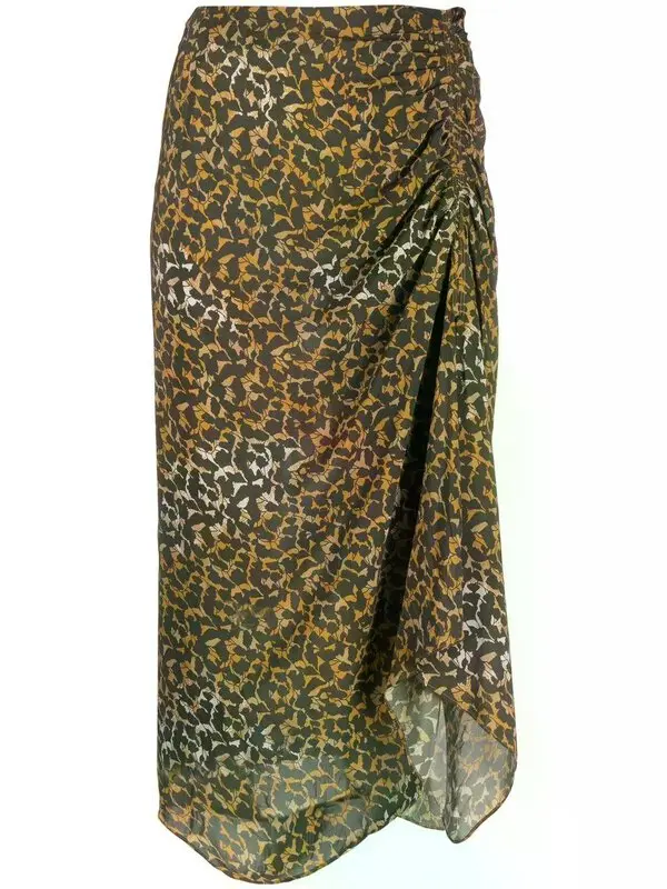 MARANT ETOILE Azaria Floral-print Draped Skirt - Green