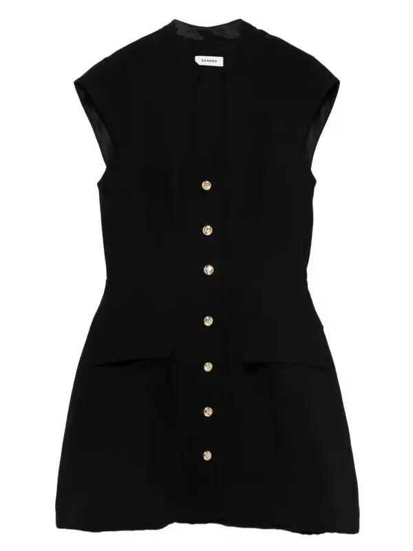 Sandro Sleeveless V-neck Button-front Mini Dress