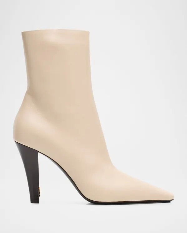 Saint Laurent Jill Leather Booties - Beige