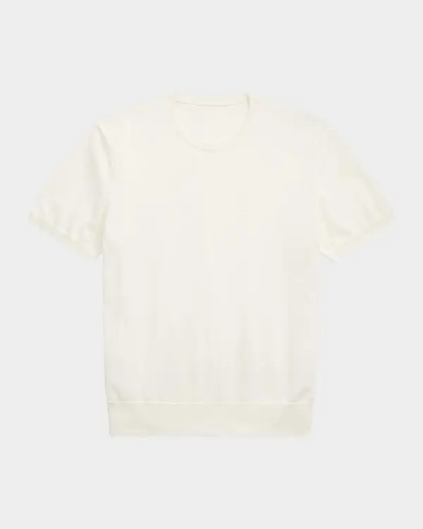Ralph Lauren Purple Label Cotton Short-sleeve Crewneck Sweater - Cream