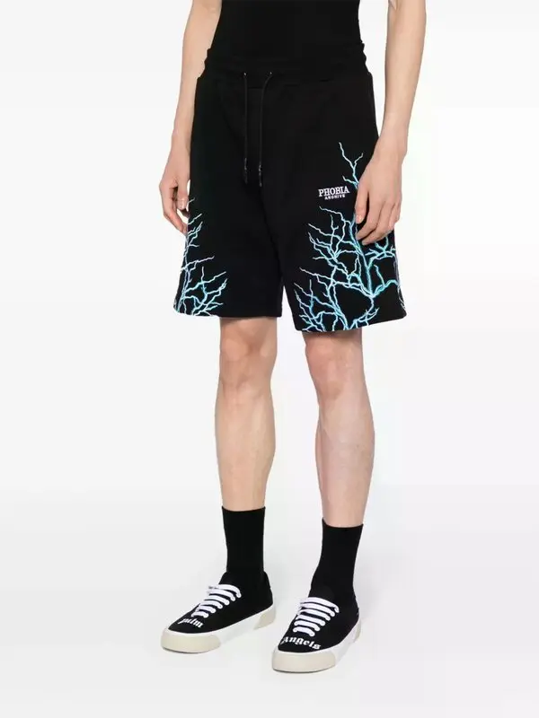 PHOBIA Lightning Embroidered Cotton Shorts