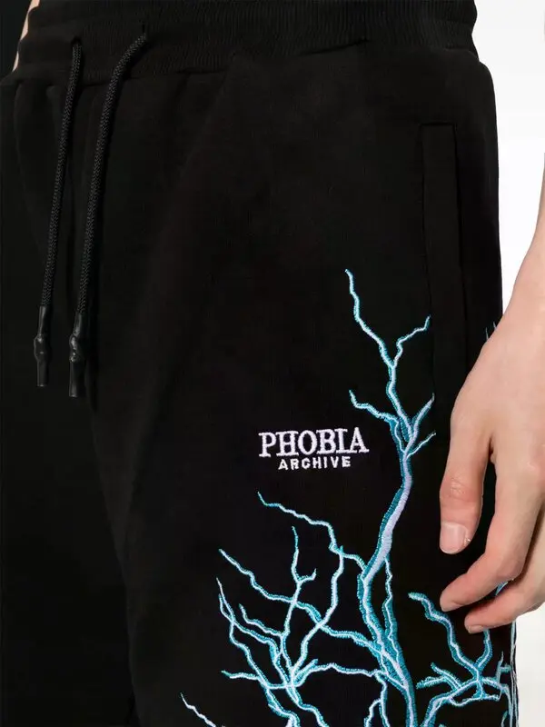 PHOBIA Lightning Embroidered Cotton Shorts