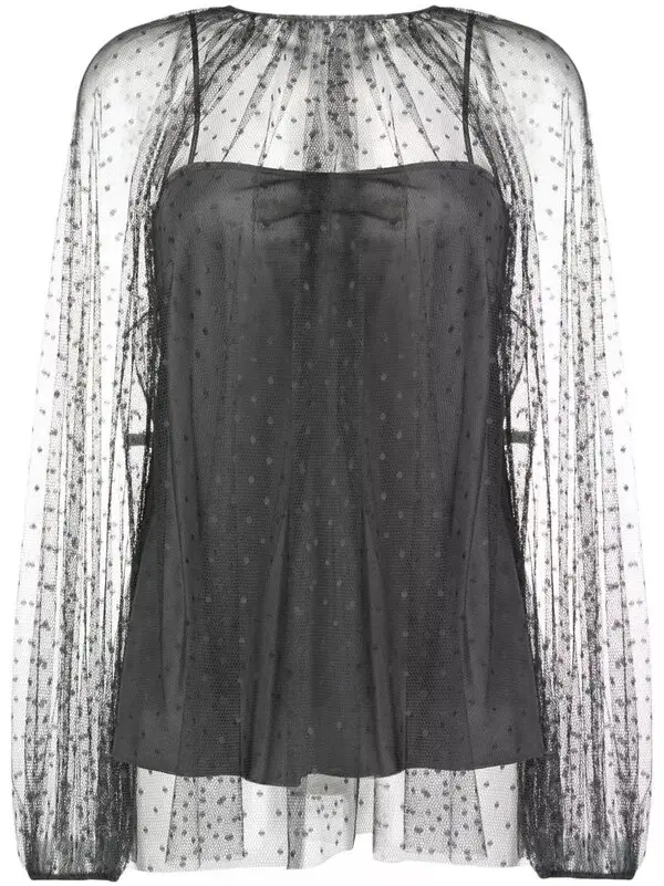 Red Valentino Polka-dot Tulle Blouse