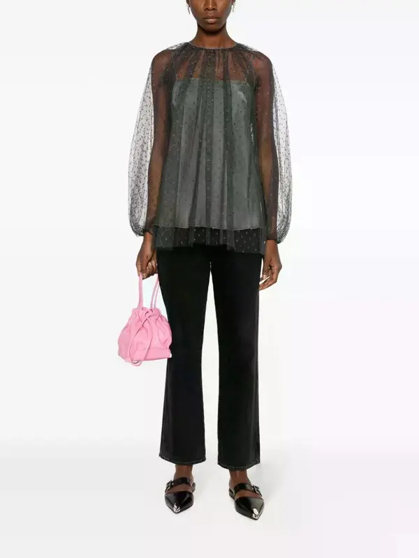 Red Valentino Polka-dot Tulle Blouse