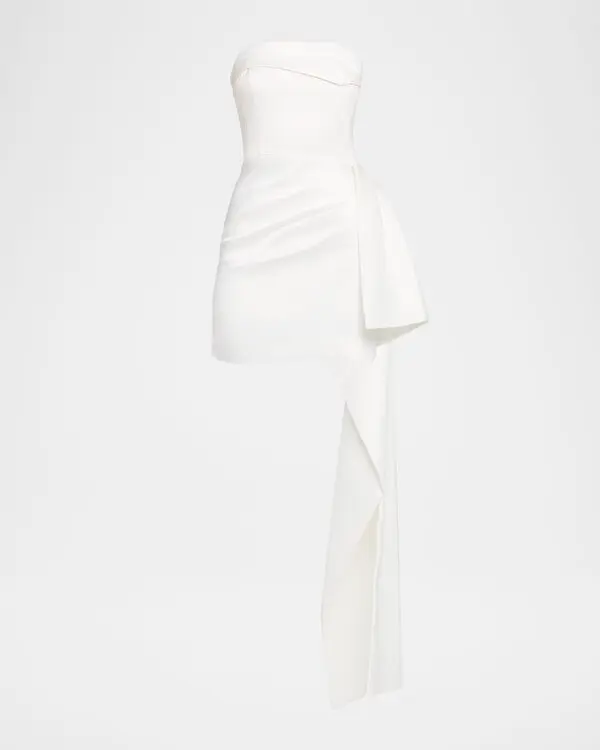 NICHOLAS Calliope Strapless Draped Mini Dress - Pearl
