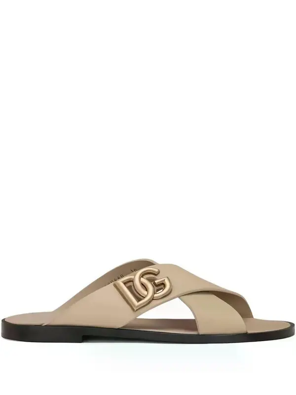 Dolce & Gabbana Dg Logo Calfskin Leather Sandals