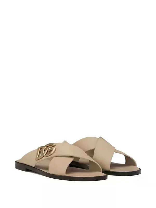 Dolce & Gabbana Dg Logo Calfskin Leather Sandals