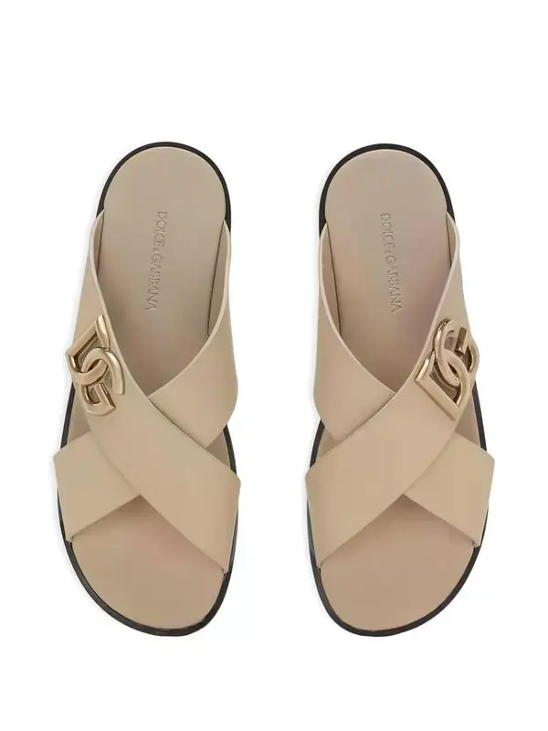 Dolce & Gabbana Dg Logo Calfskin Leather Sandals