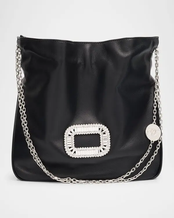 ROGER VIVIER Mini Crystal Buckle Nappa Leather Pouch