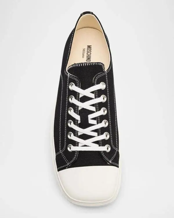 Moschino Canvas Cap-toe Low-top Sneakers - Black