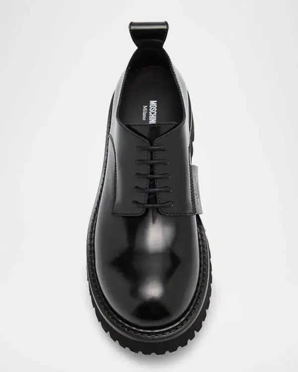 Moschino Leather Derby Shoes With Lug Sole